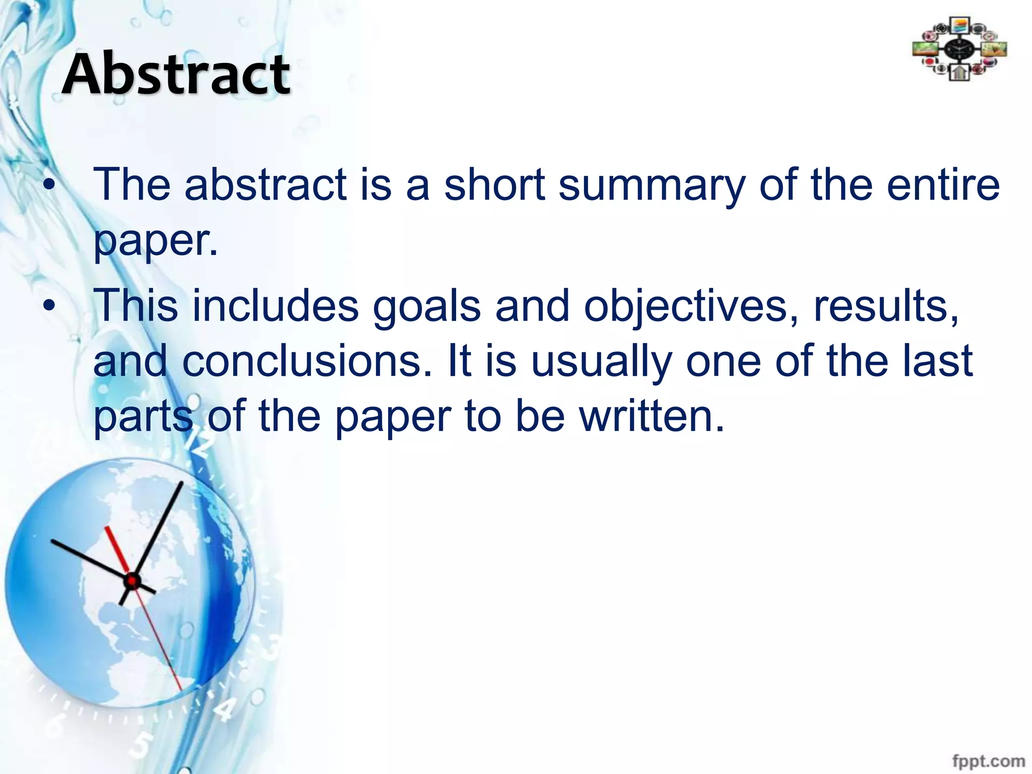 Parts of a research paper educ 241 | PPTX
