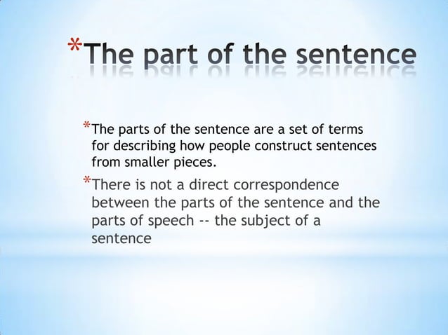 Parts of a sentence | PPTX