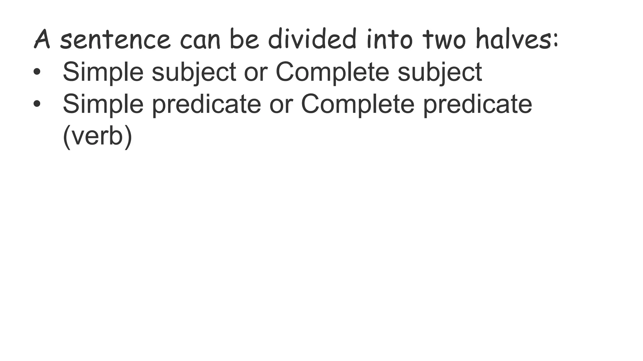 Parts of a sentence | PPT