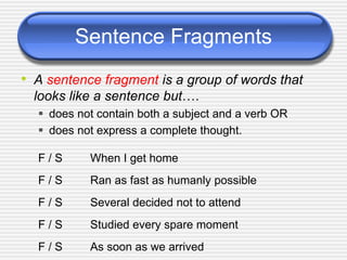 Parts of a sentence 6th grade | PPT