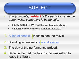 Parts of a sentence 6th grade | PPT