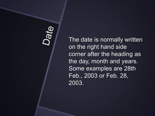 Parts of business letter | PPTX