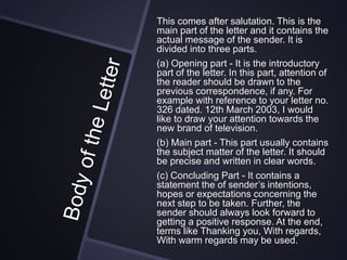 Parts of business letter | PPTX
