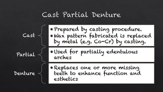 Parts of Cast Partial Dentures | PDF