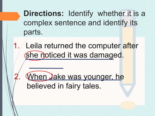 Parts of Complex Sentence | PPT