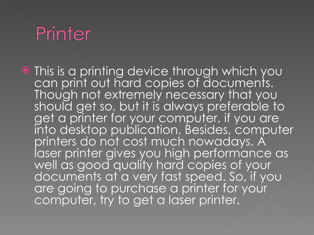 Parts of Computer | PPT | Computer Peripherals | Computing