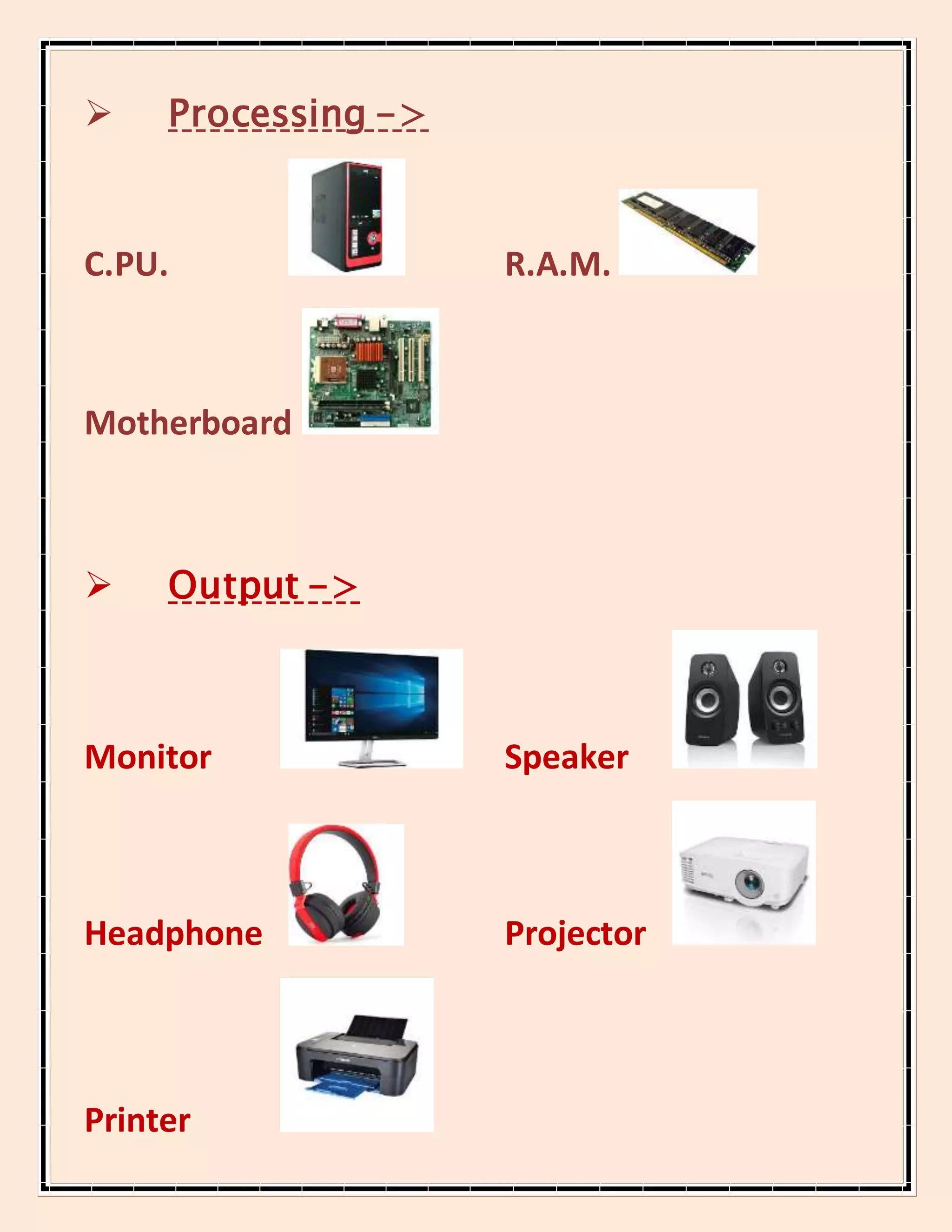 Parts of computer | DOCX | Computer Peripherals | Computing