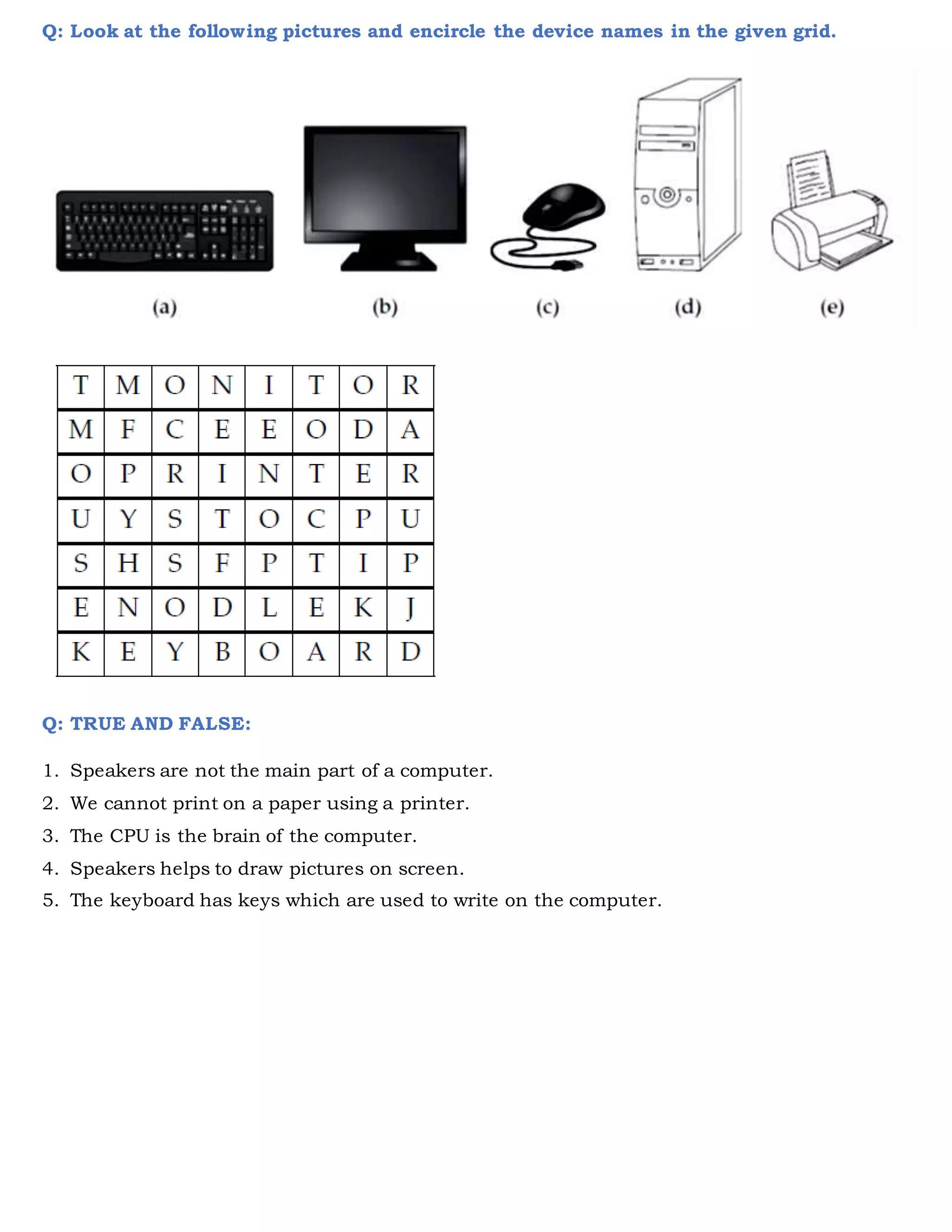 Parts Of A Computer Worksheet 30 Parts Of A Computer Worksheet