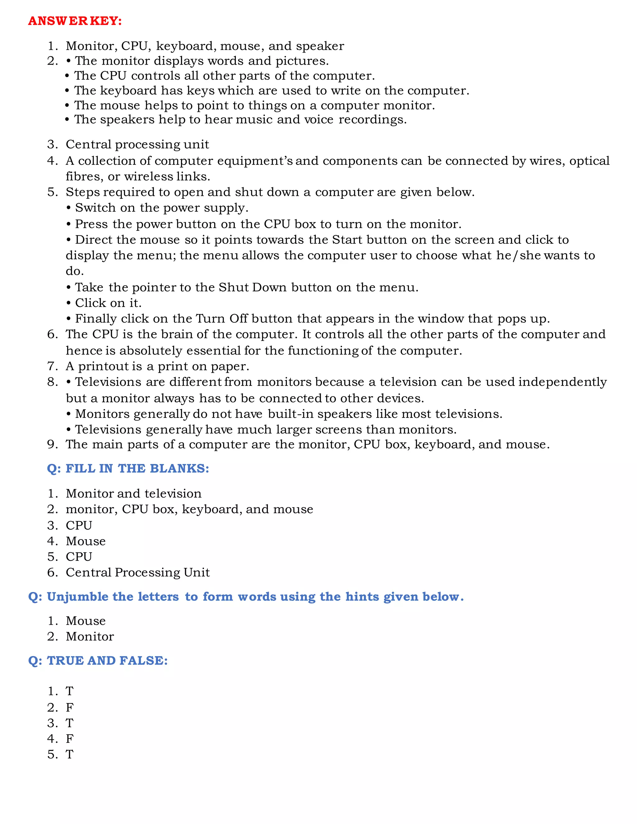 Parts of computer | DOCX