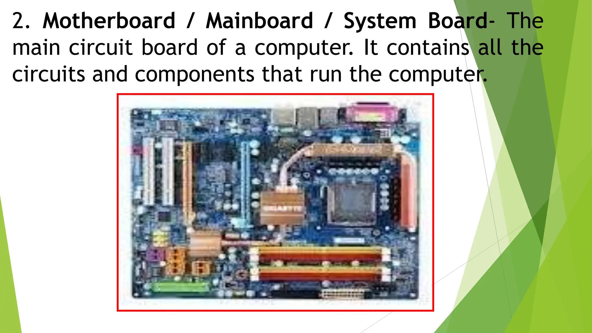 Basic Parts of computer. Identify the basic parts of Computer. Discuss ...