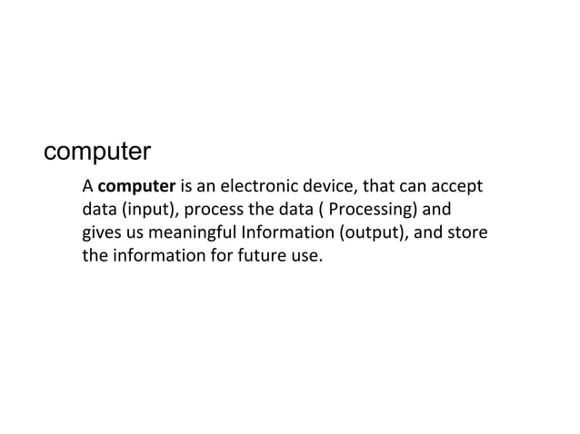 Parts of computer for basic class | PPTX | Computer Peripherals | Computing