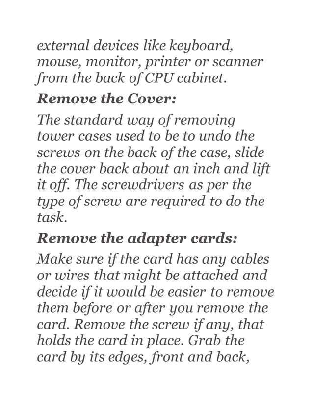 Parts of computer system (how to assemble and disassemble the computer ...