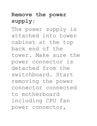 Parts of computer system (how to assemble and disassemble the computer ...