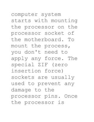 Parts of computer system (how to assemble and disassemble the computer ...