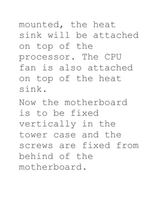 Parts of computer system (how to assemble and disassemble the computer ...