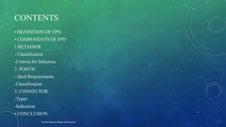 COMPONENTS OF FIXED PARTIAL DENTURE | PPTX