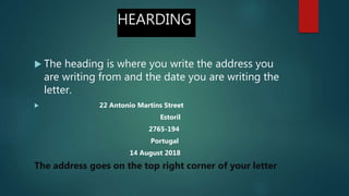 Parts of friendly letter oower point presentation | PPTX