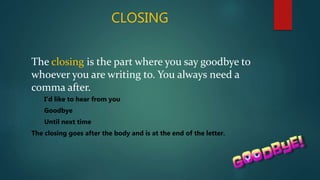 Parts of friendly letter oower point presentation | PPTX