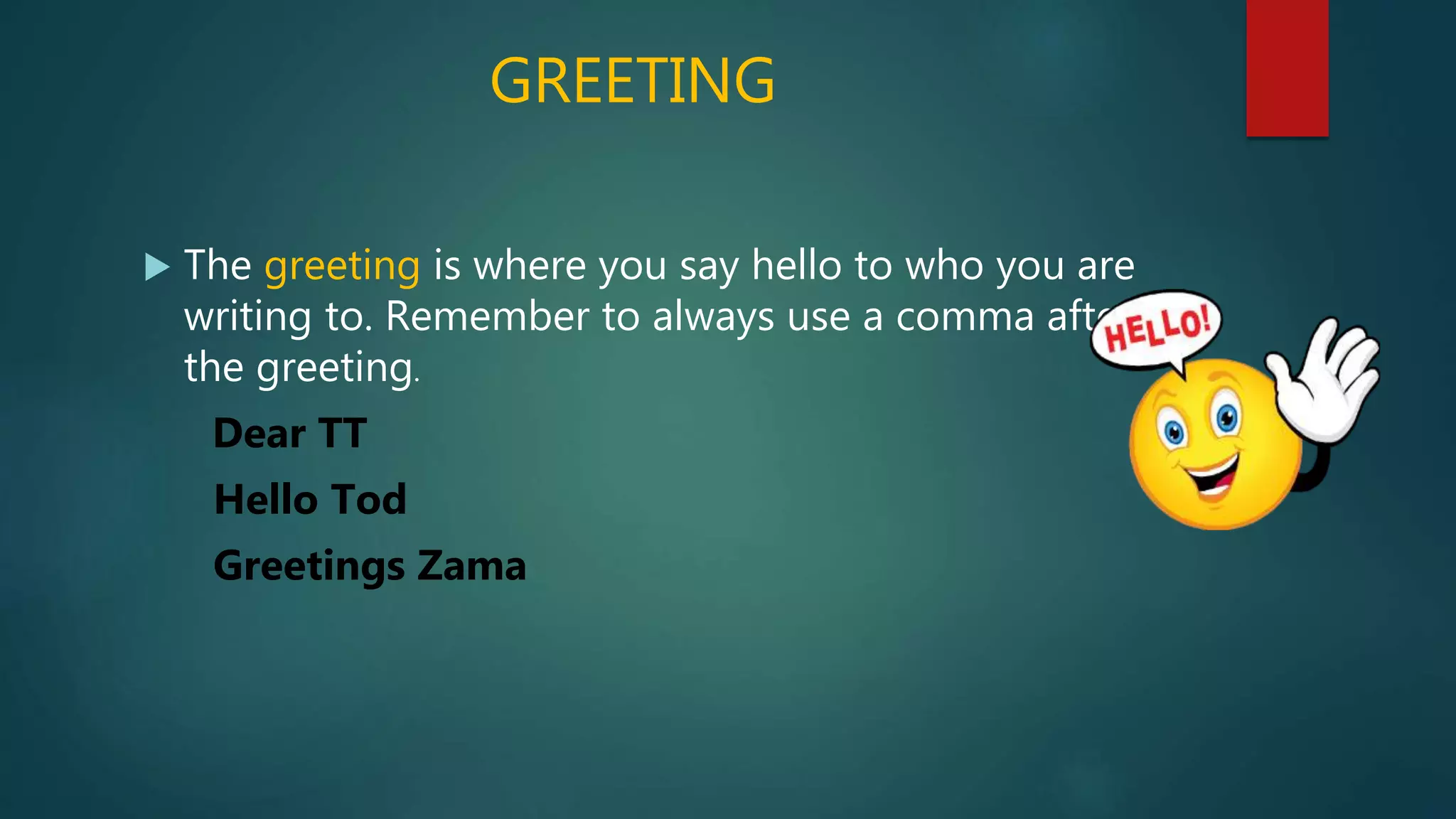 Parts of friendly letter Power point presentation | PPTX