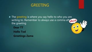 Parts of friendly letter Power point presentation | PPTX