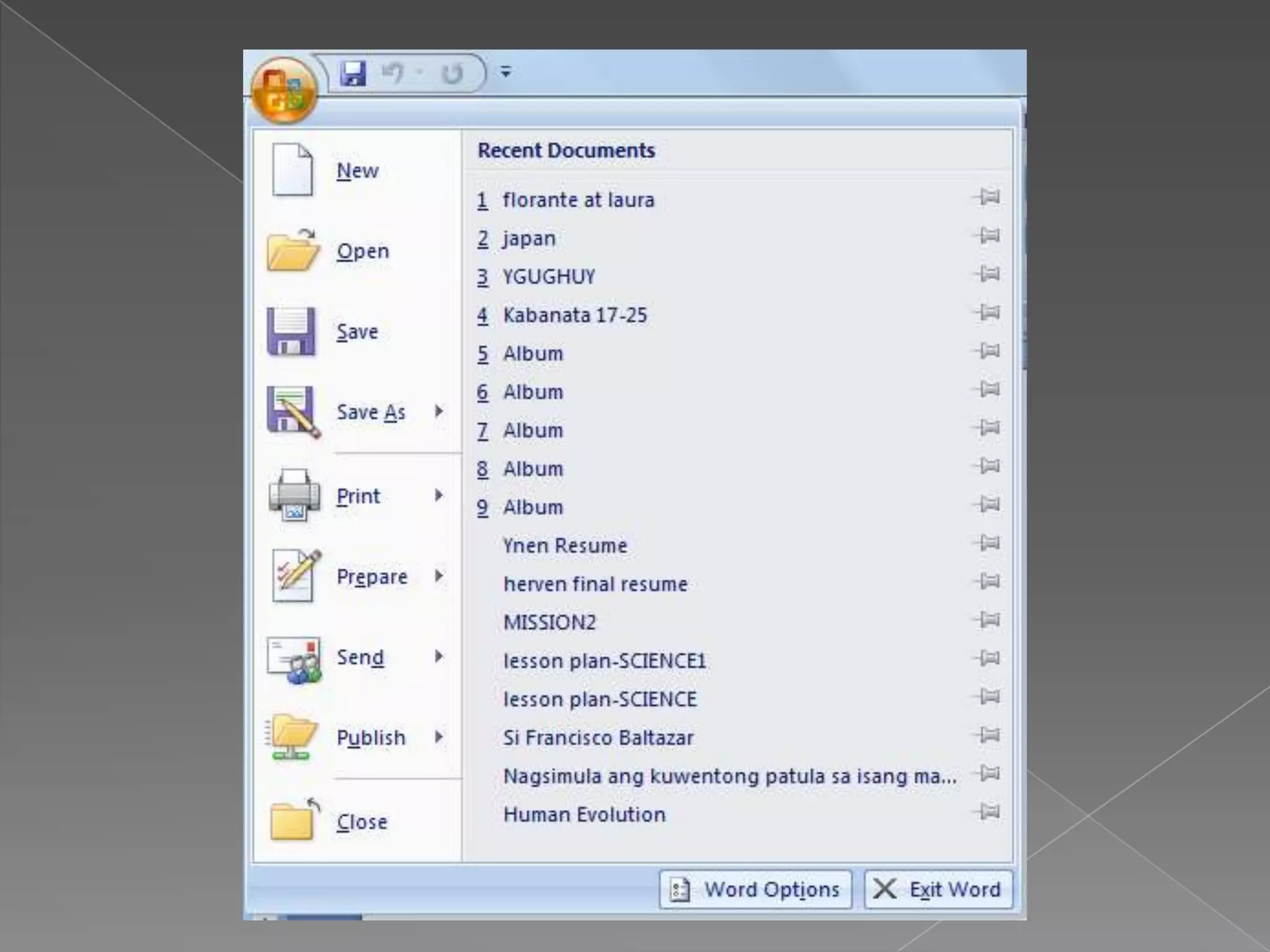 Parts of m.s word | PPTX