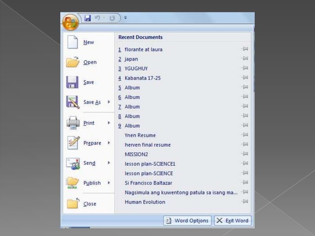 Parts of m.s word | PPTX | Desktop Publishing | Computer Software and ...