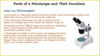 Parts of a Microscope and Their Functions | PDF