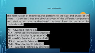 PARTS OF MOTHERBOARD presentation in computer hardware | PPT