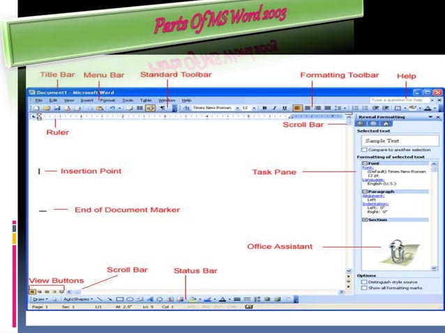 Parts of ms word2003 | PPT