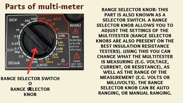 PARTS OF MULTIMETER/MULTITESTER AND ITS USES.pptx | Science
