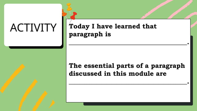 PARTS OF PARAGRAPH presentation in English | PPTX