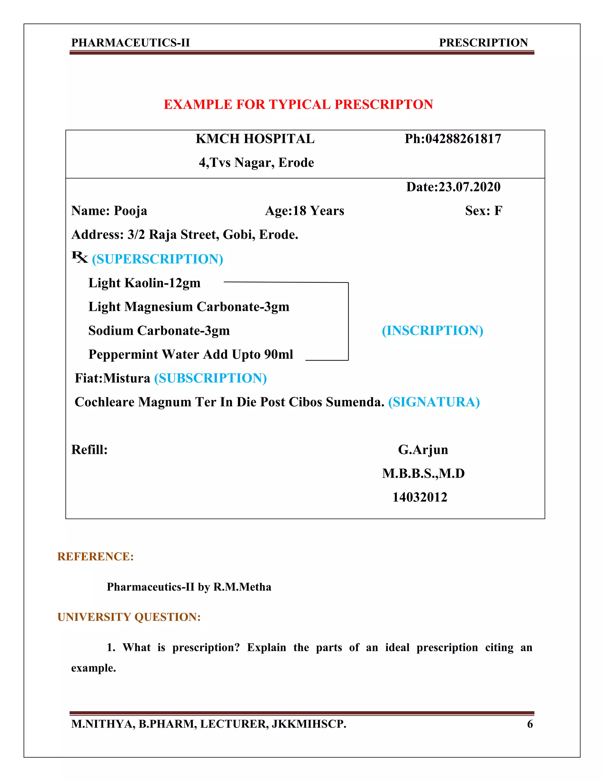 PARTS OF PRESCRIPTION | PDF