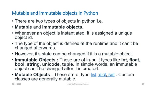 Parts of python programming language | PPTX | Programming Languages ...