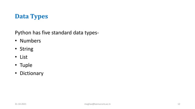 Parts of python programming language