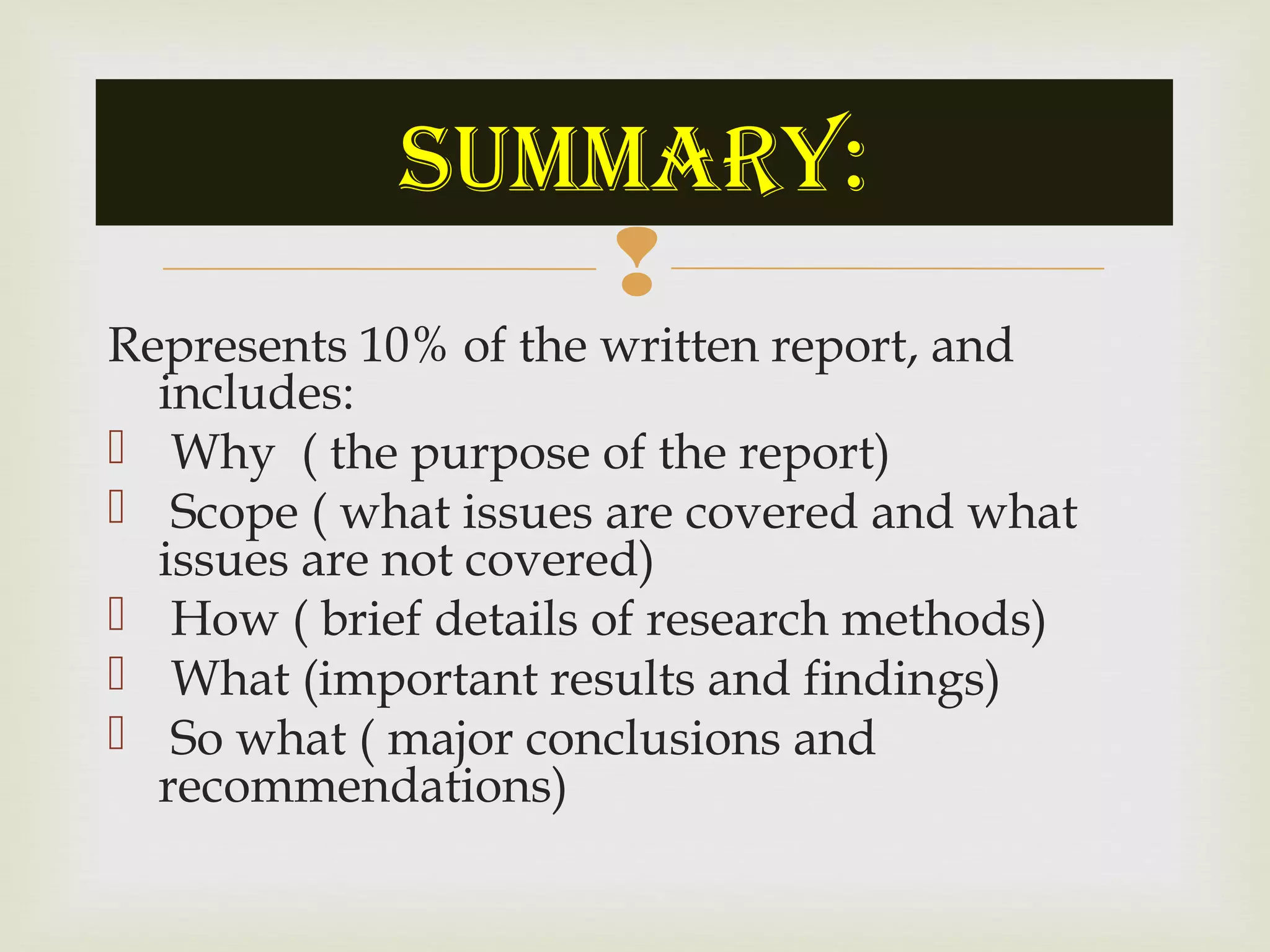 Parts of Report - English Presentation | PPT