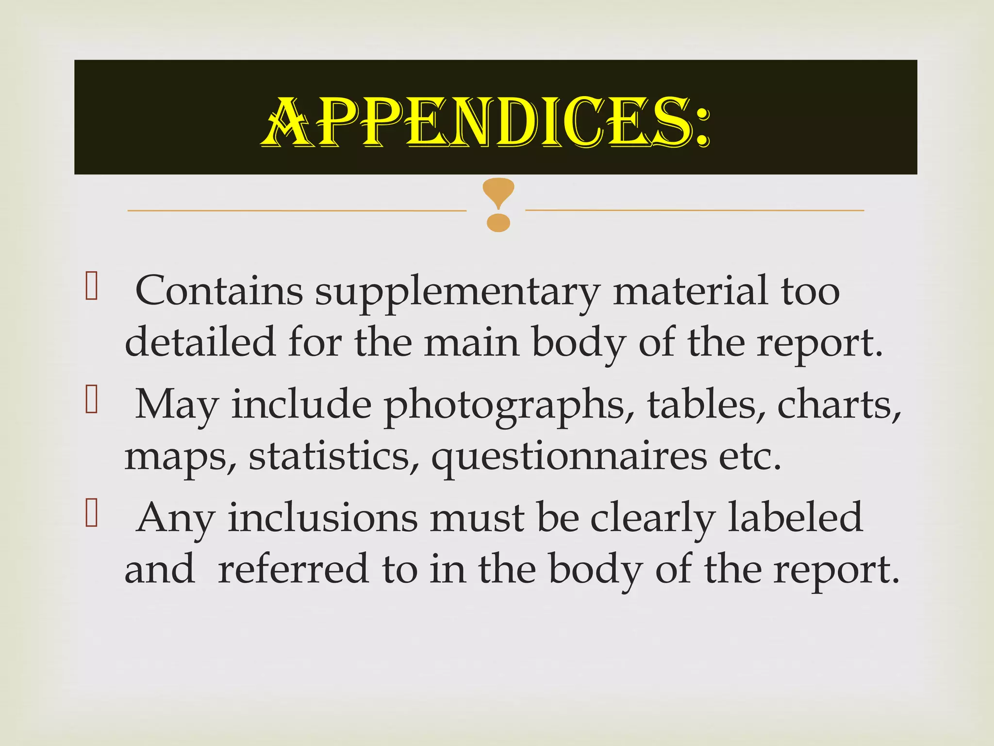 Parts of Report - English Presentation | PPT