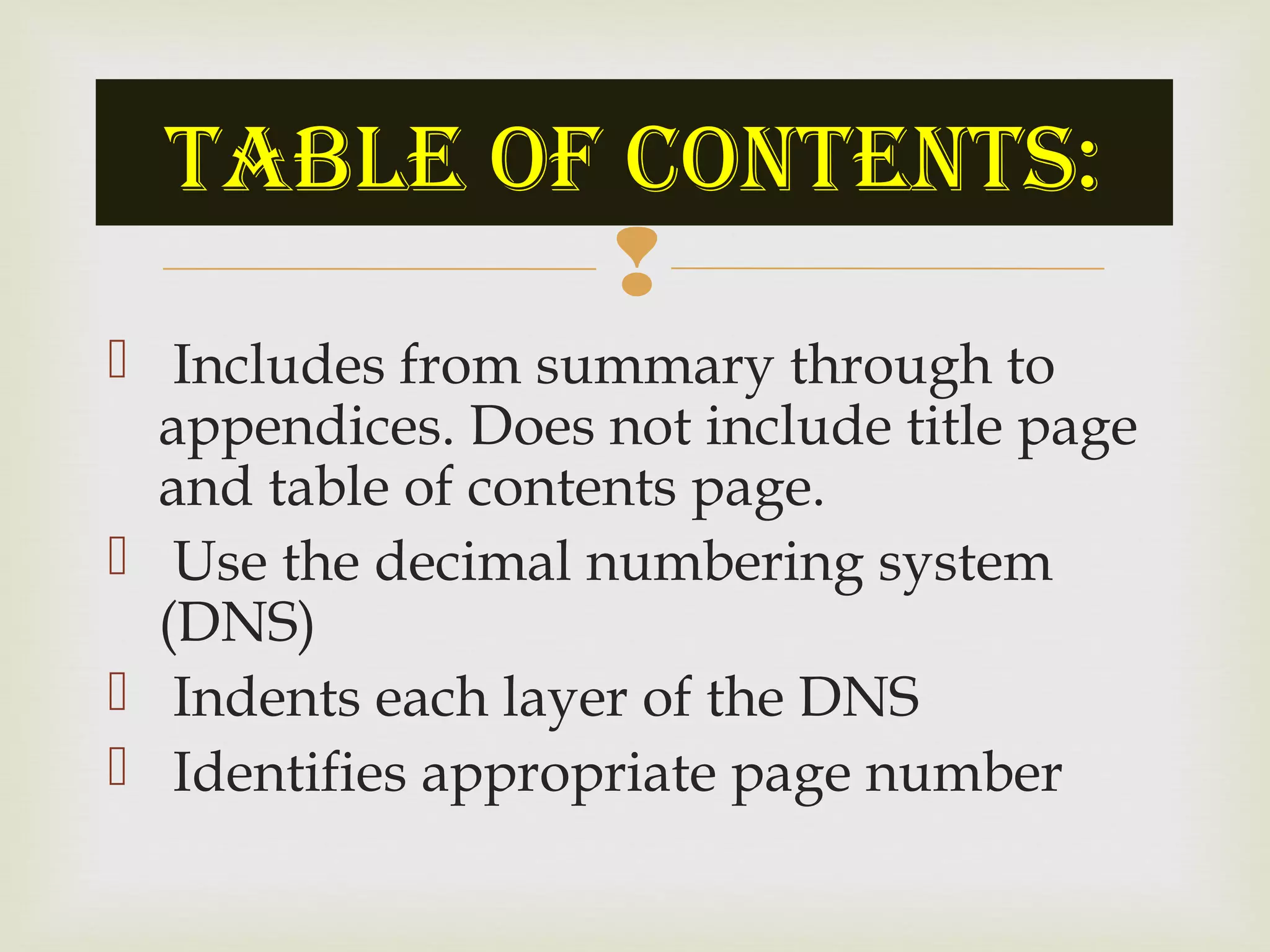 Parts of Report - English Presentation | PPT