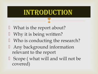 Parts of Report - English Presentation | PPT