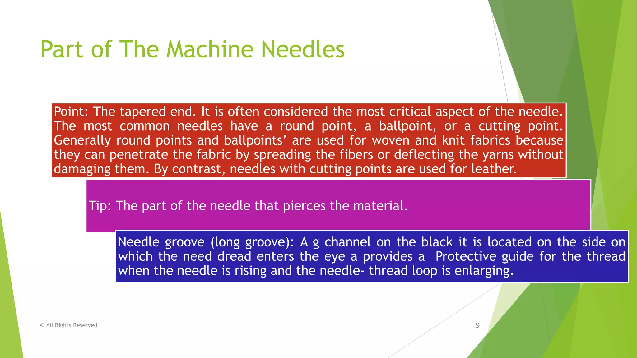 Parts of sewing machine needle | PPTX