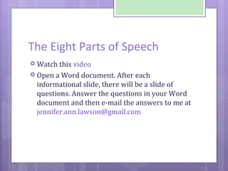 Parts of Speech | PPT | Free Download