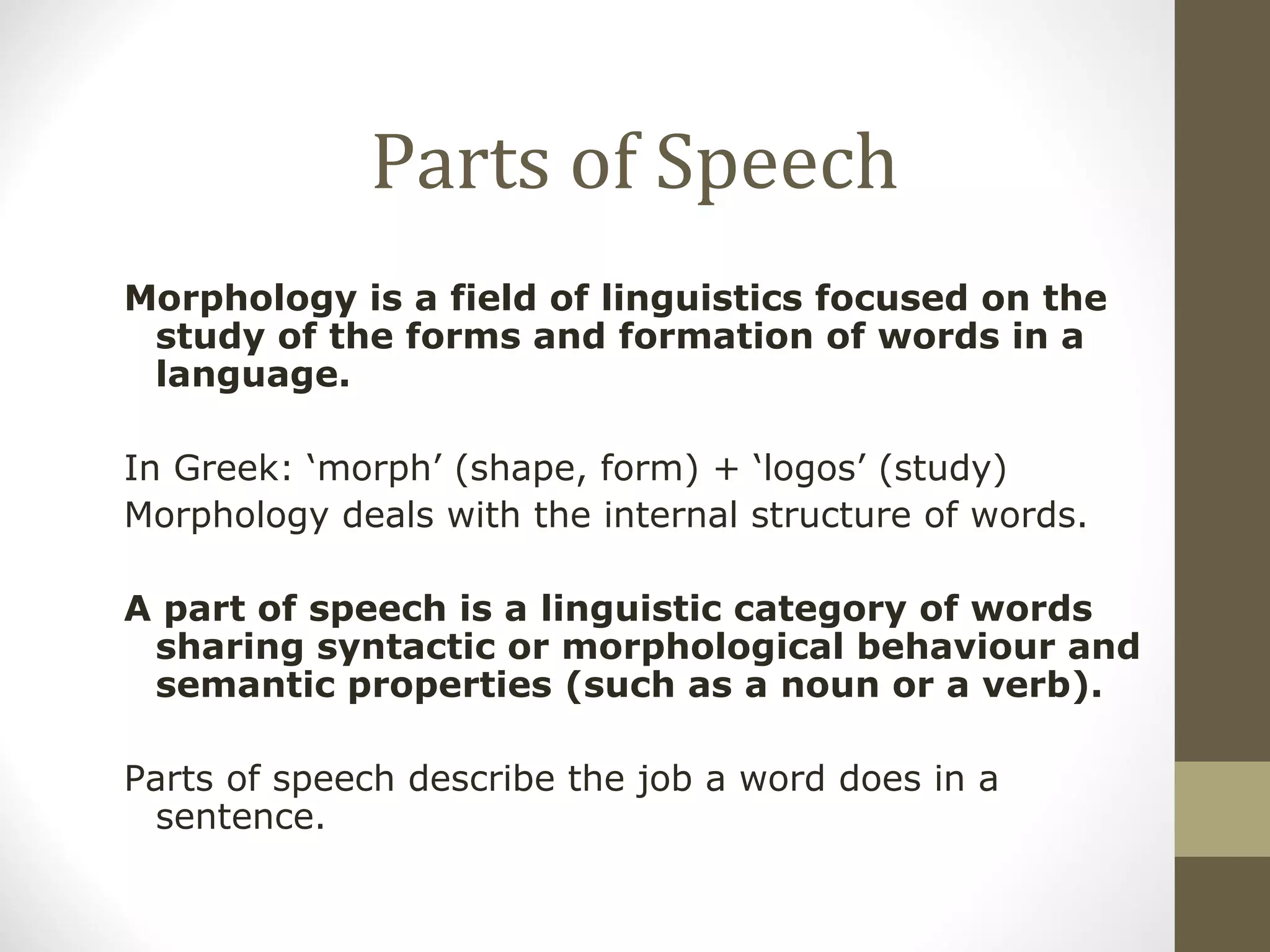 Parts of Speech presentation | PPT