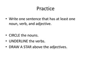 Parts of Speech - Nouns, Adjectives, and Verbs | PPT