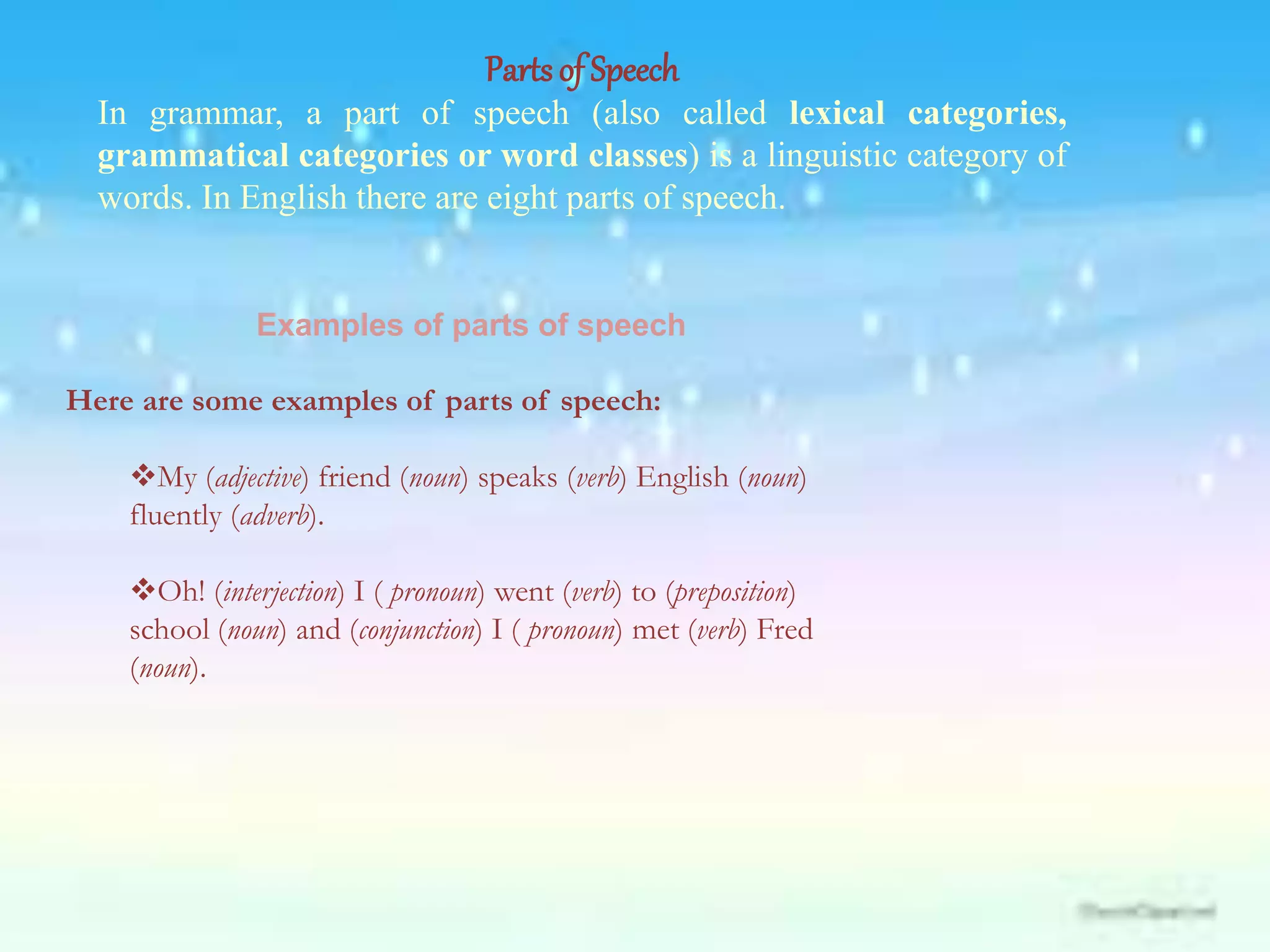 Parts of speech | PPT