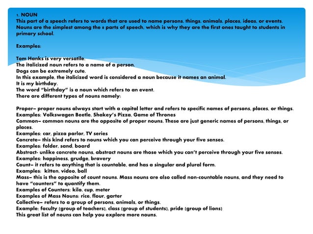 Parts of speech | PPT