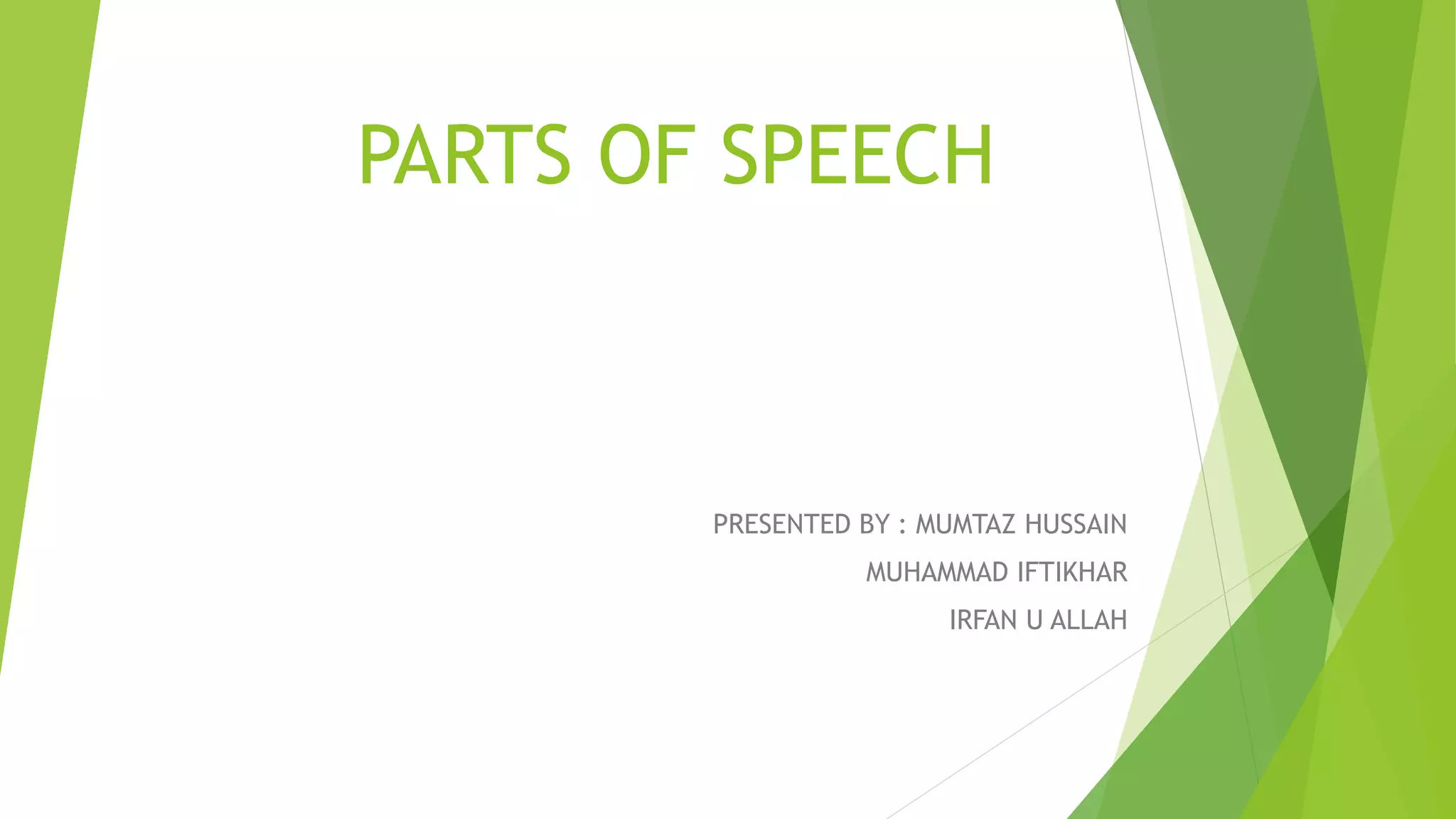 Parts of speech | PPT