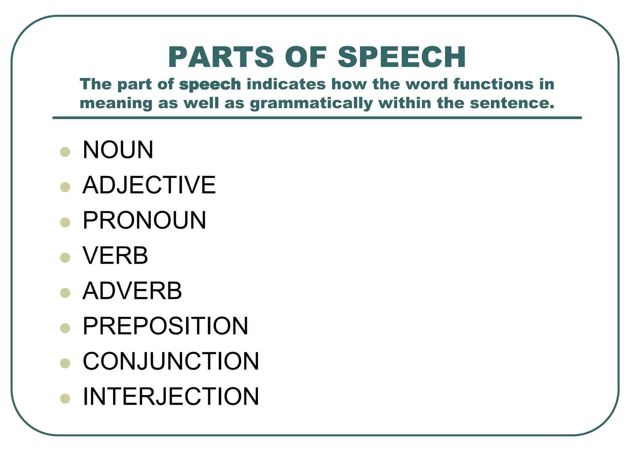 Parts of speech by Sir Arshad Mehmood | PPSX