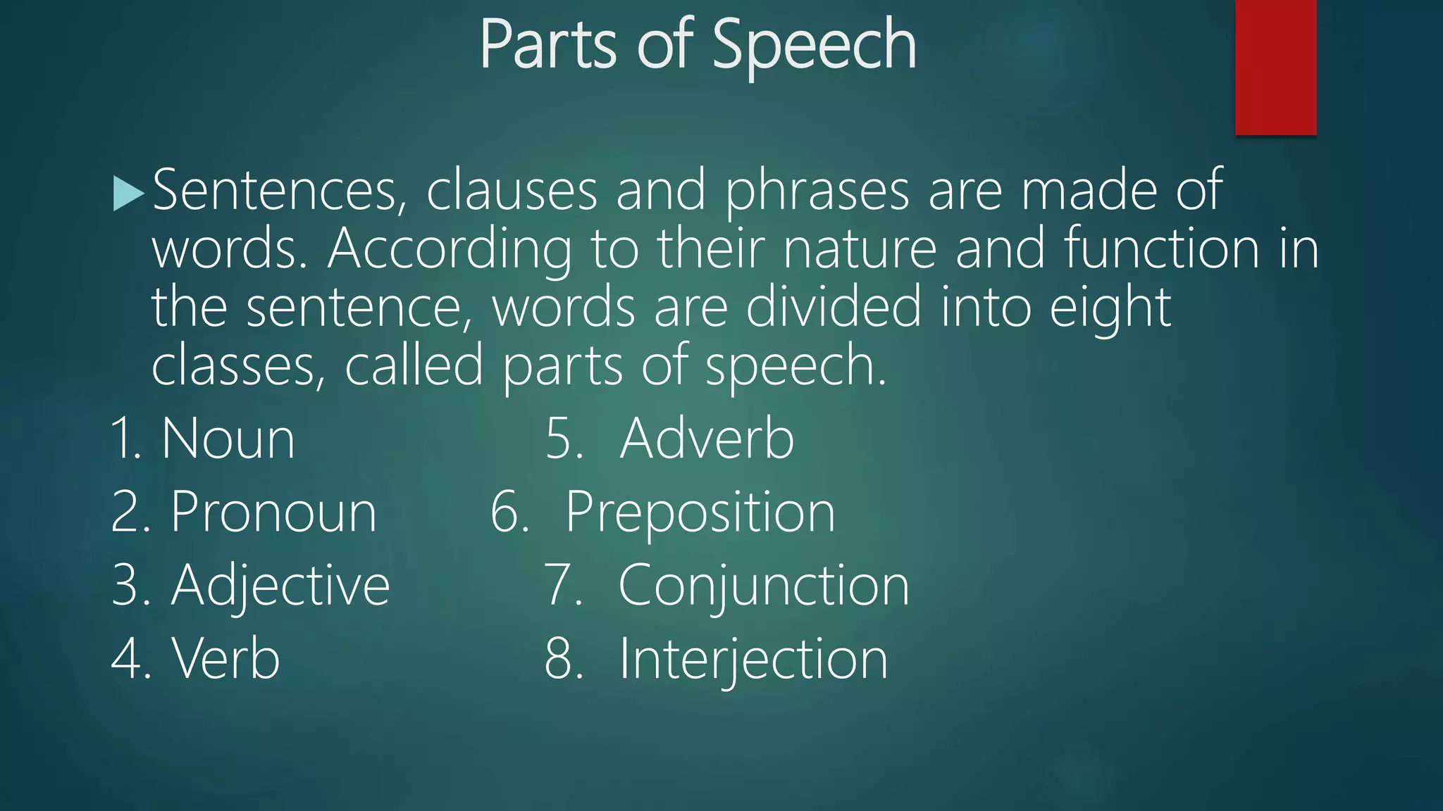 Parts of speech | PPT