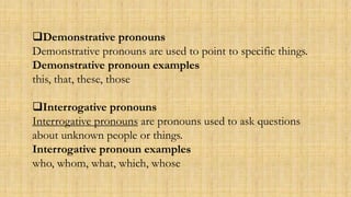 Parts of speech and their examples and types | PPT