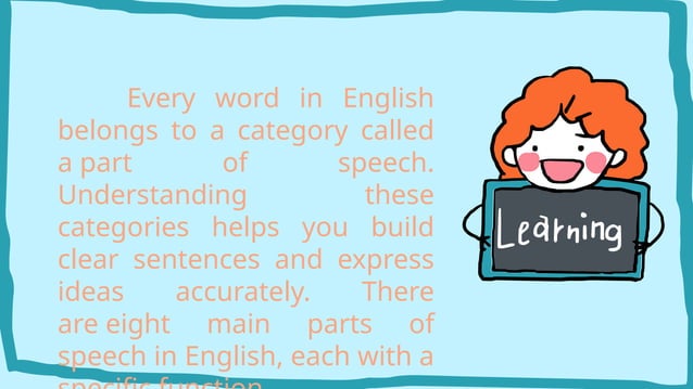 PARTS OF SPEECH: Definition, types, examples and application. | PPTX