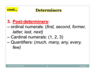 Parts of Speech - Structure Classes, Dr. Shadia Yousef Banjar .pptx